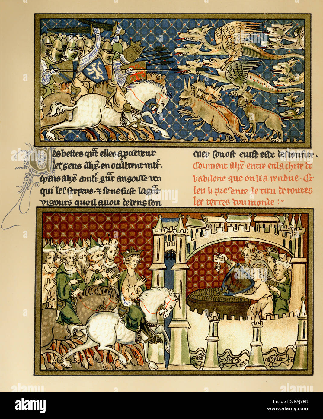 facsimile of a manuscript, 14th century by the Romance of Alexander ...