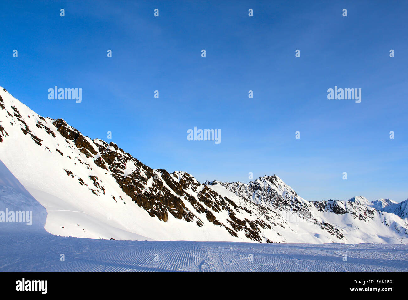 Slope on the skiing resort in Alps, close-up Stock Photo - Alamy