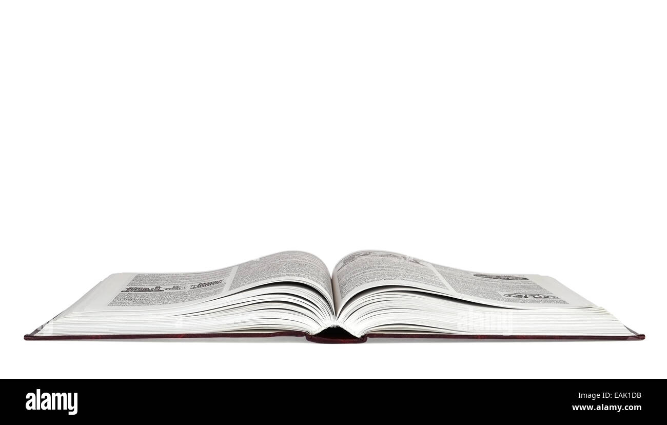 Open book isolated over white background Stock Photo - Alamy