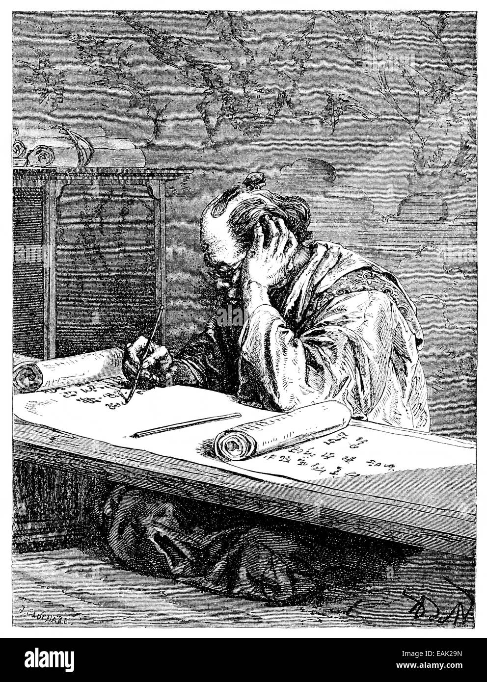 Japanese writer, illustration, japanischer Schreiber Stock Photo - Alamy