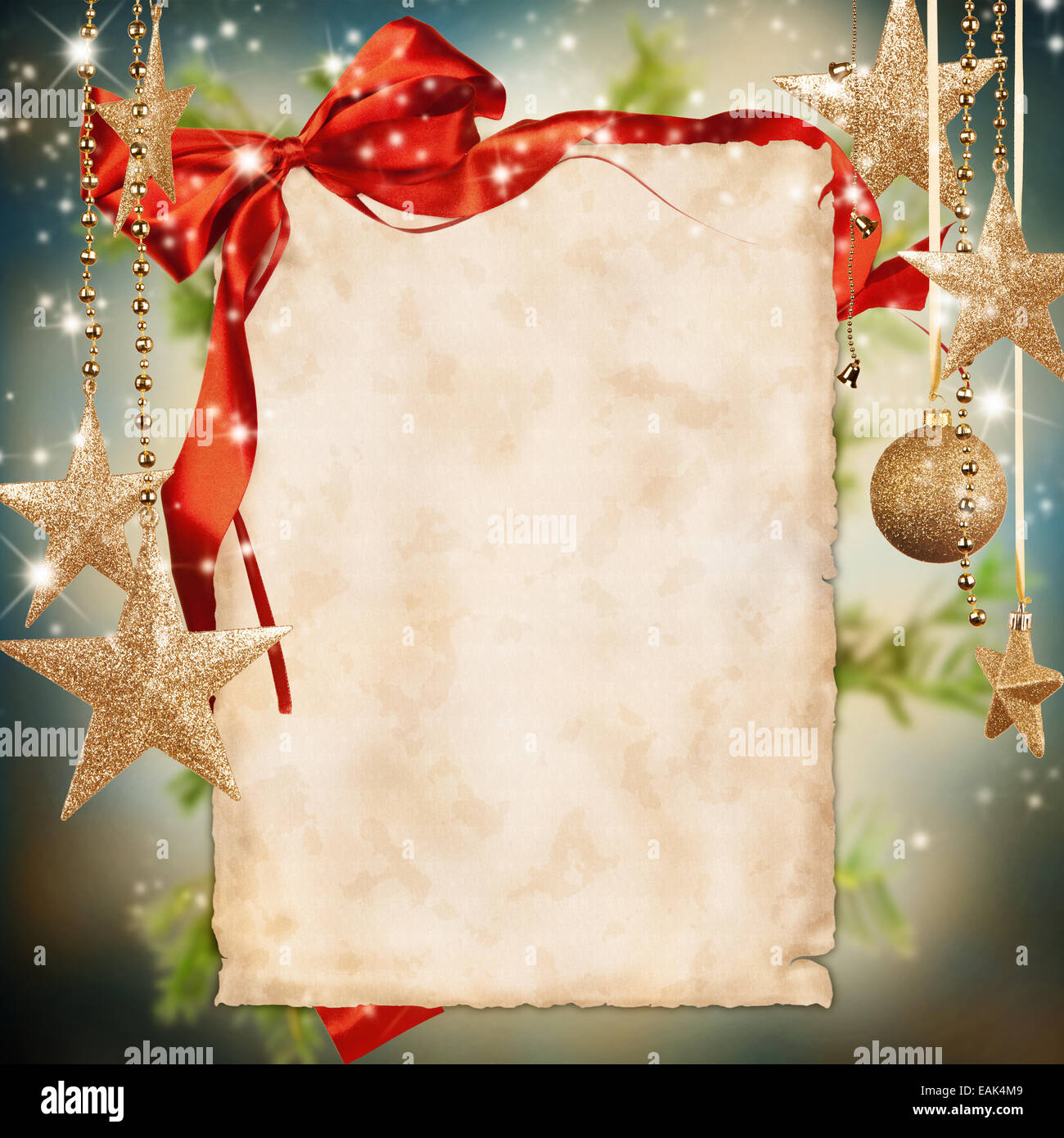 Christmas celebration theme with blank paper for text Stock Photo - Alamy
