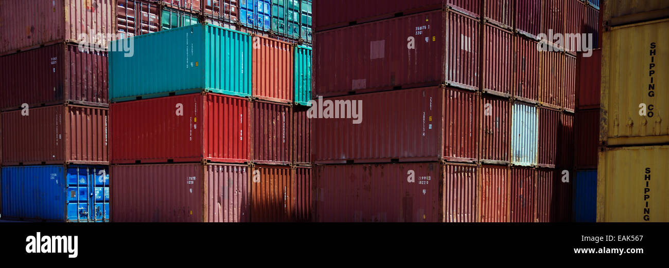 Stacked cargo containers Stock Photo - Alamy