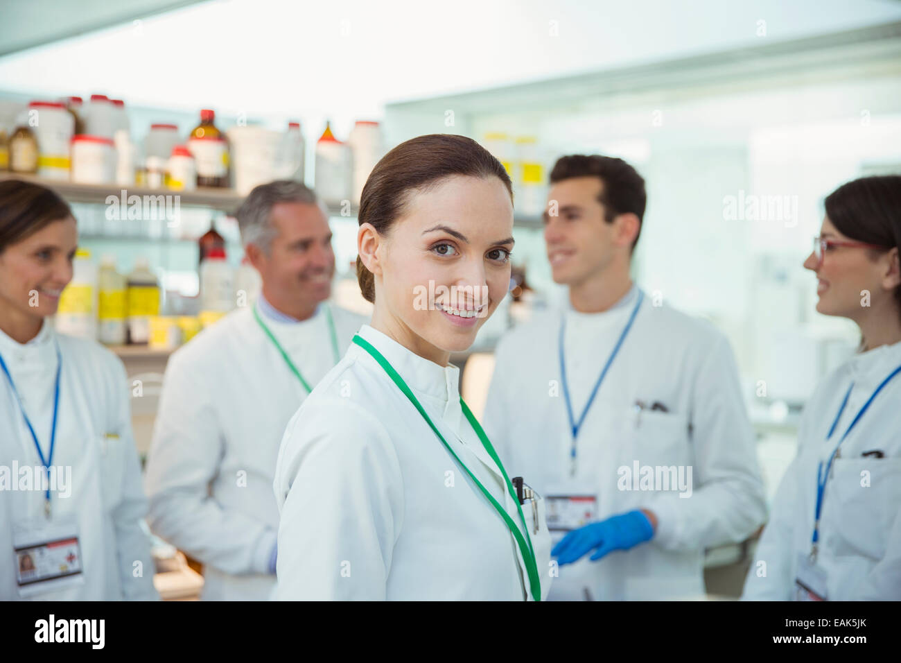 Scientist smiling in laboratory Stock Photo - Alamy