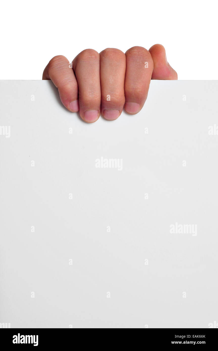 a man hand holding a blank signboard with a copy-space Stock Photo - Alamy