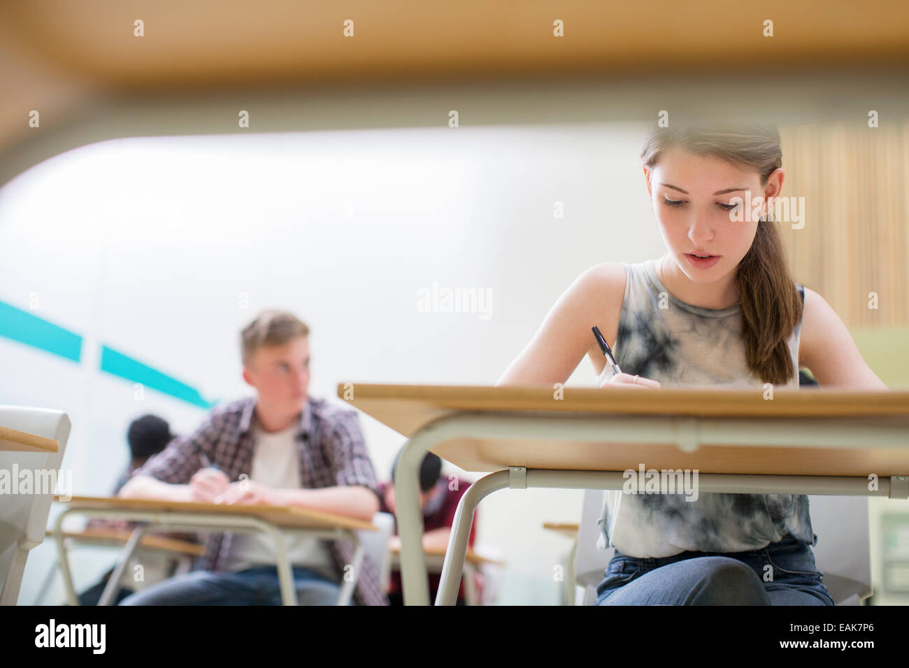 Students writing their GCSE examination Stock Photo - Alamy