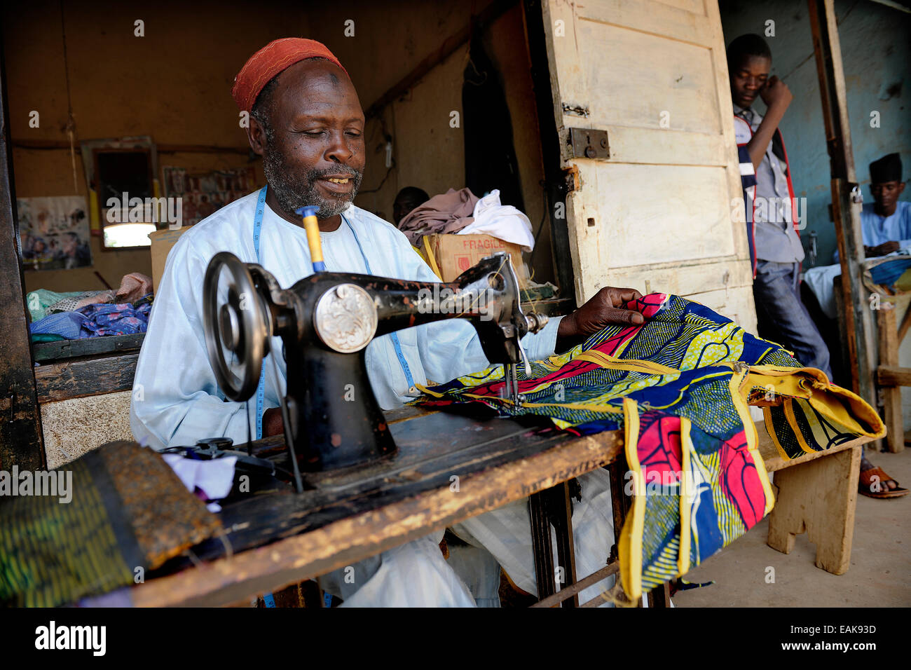 Tailor at the market of Ngaoundéré, Ngaoundéré, Adamawa Region ...