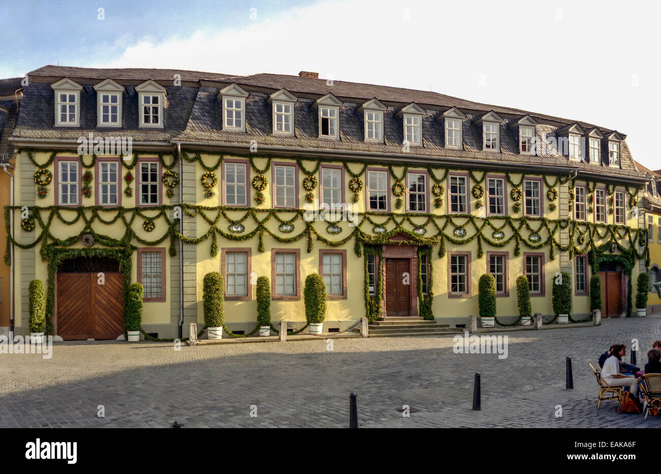 Goethe House, festively decorated with garlands in 1999, reconstruction ...