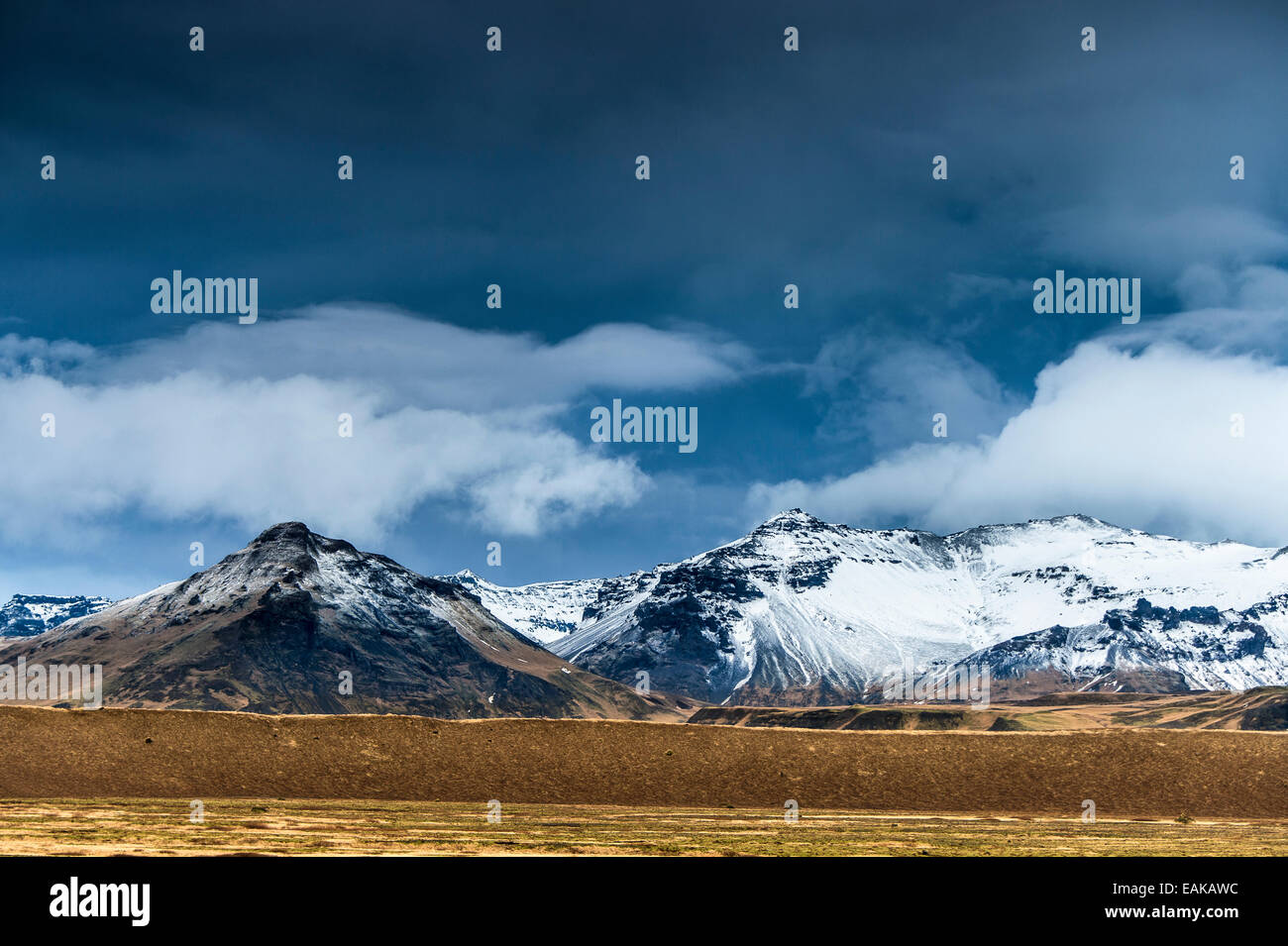 Icelandic landscape with a dramatic sky, near Vik, Iceland Stock Photo ...