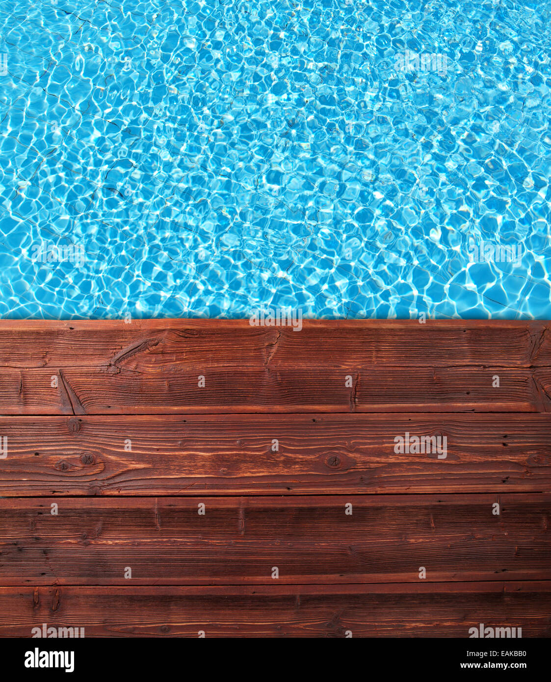 Empty wooden mole with swimming pool, shot from top view Stock Photo ...