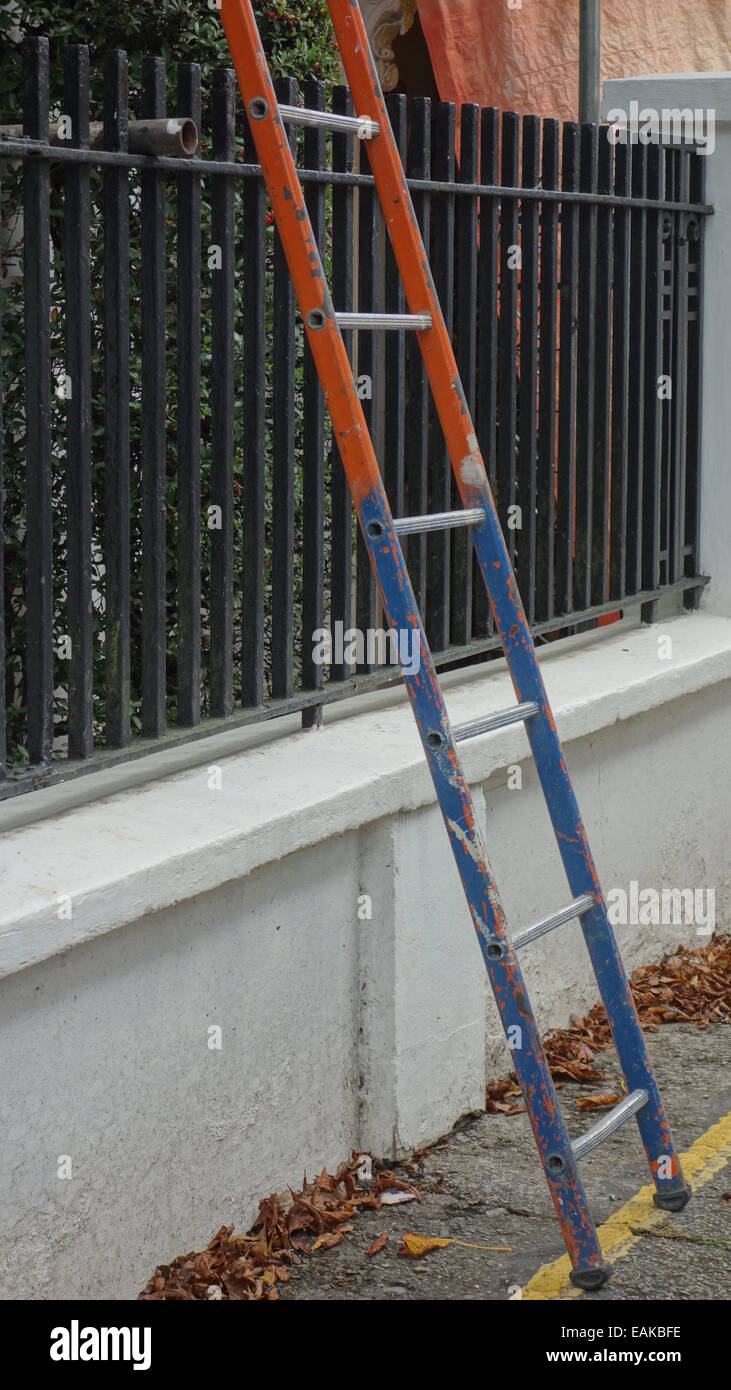 Blue and Orange Ladder Stock Photo - Alamy