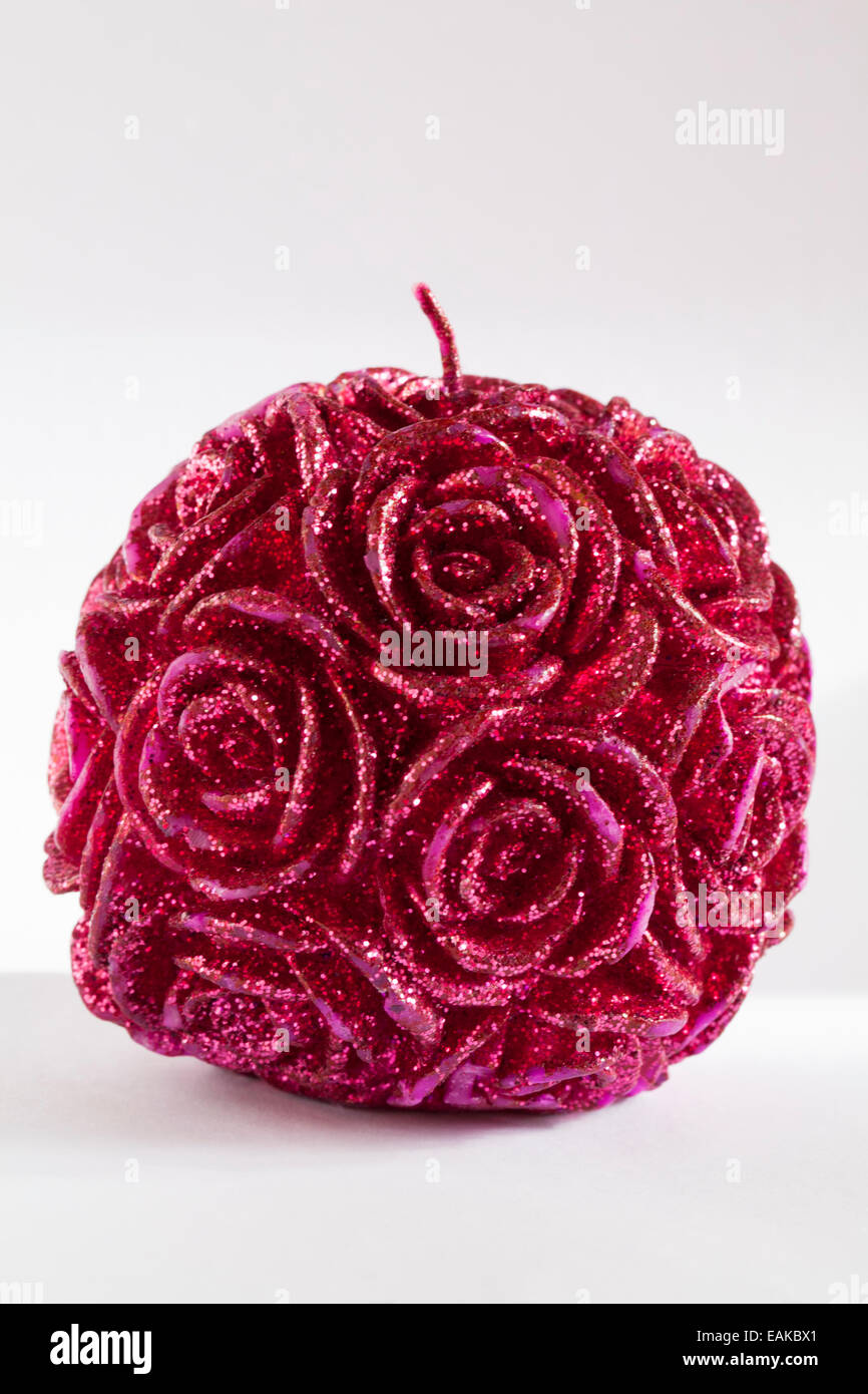 round red rose candle isolated on white background Stock Photo - Alamy