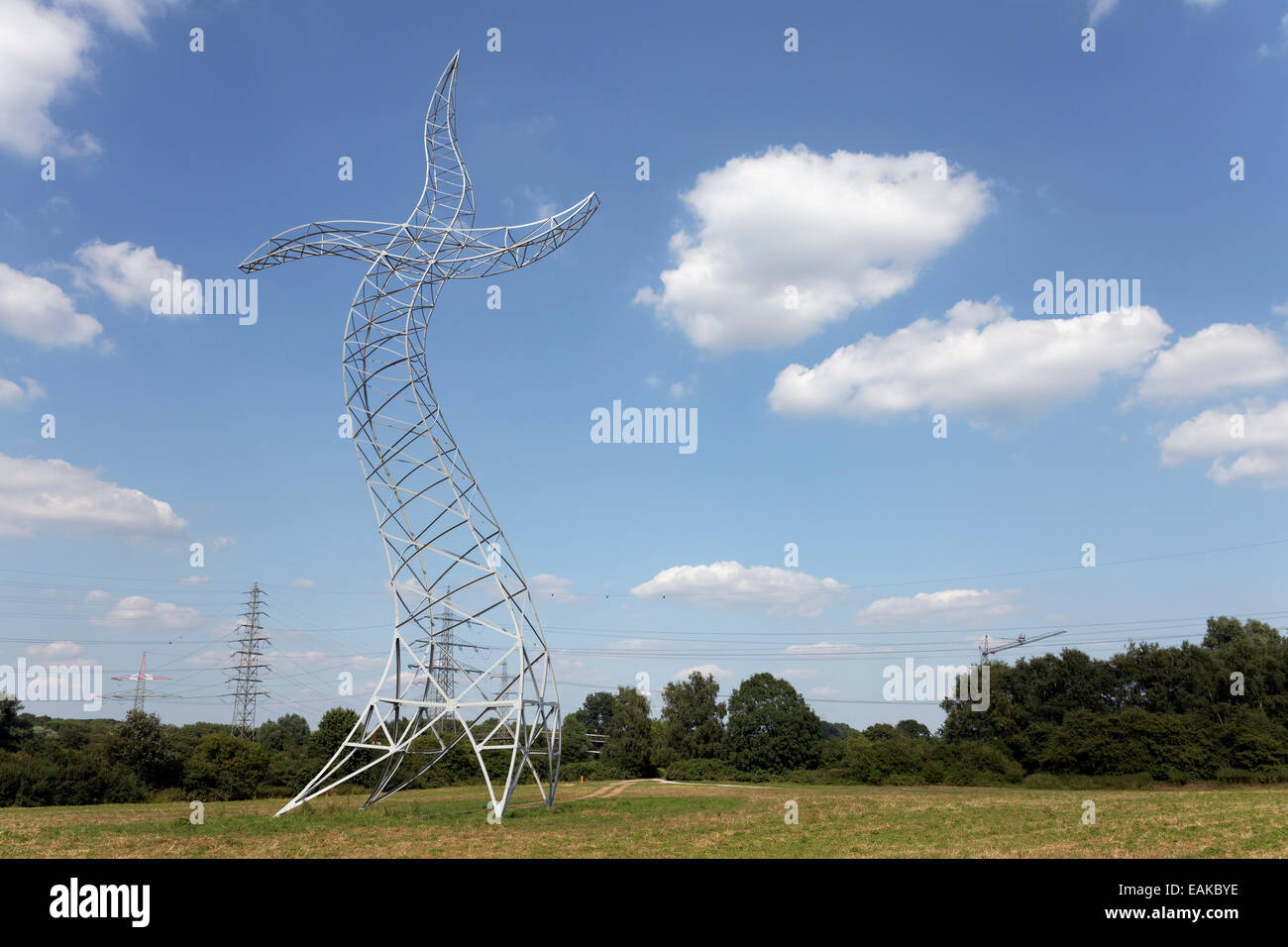 Dancing electricity pylon, Sculpture "Zauberlehrling", German for ...