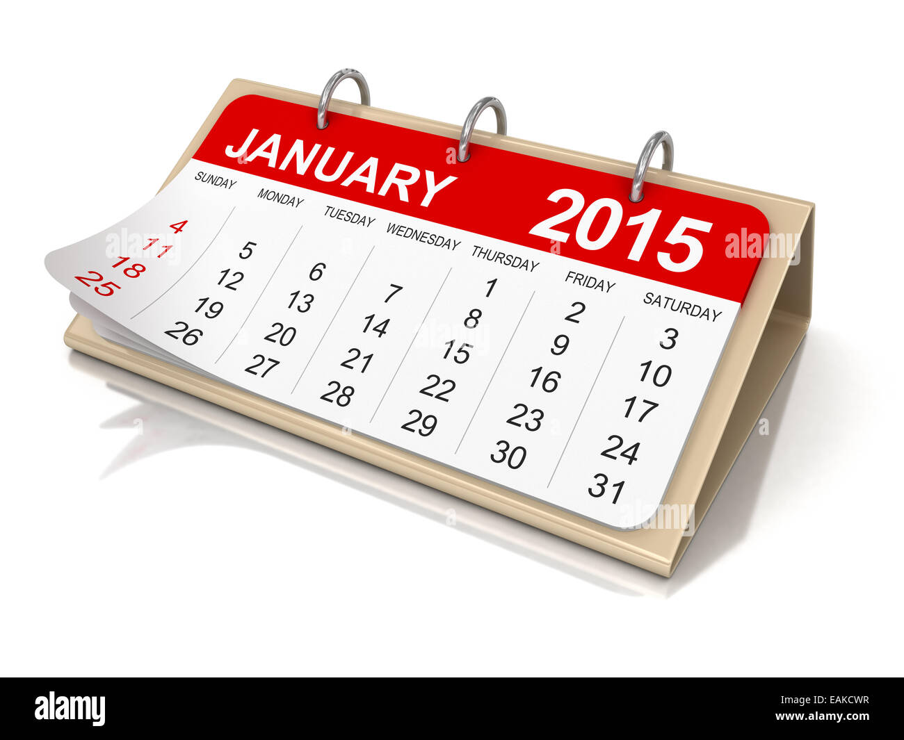 2015 january calendar 3d hi-res stock photography and images - Alamy