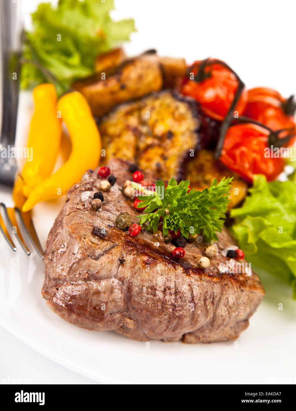 Delicious beef steak isolated on white background Stock Photo - Alamy