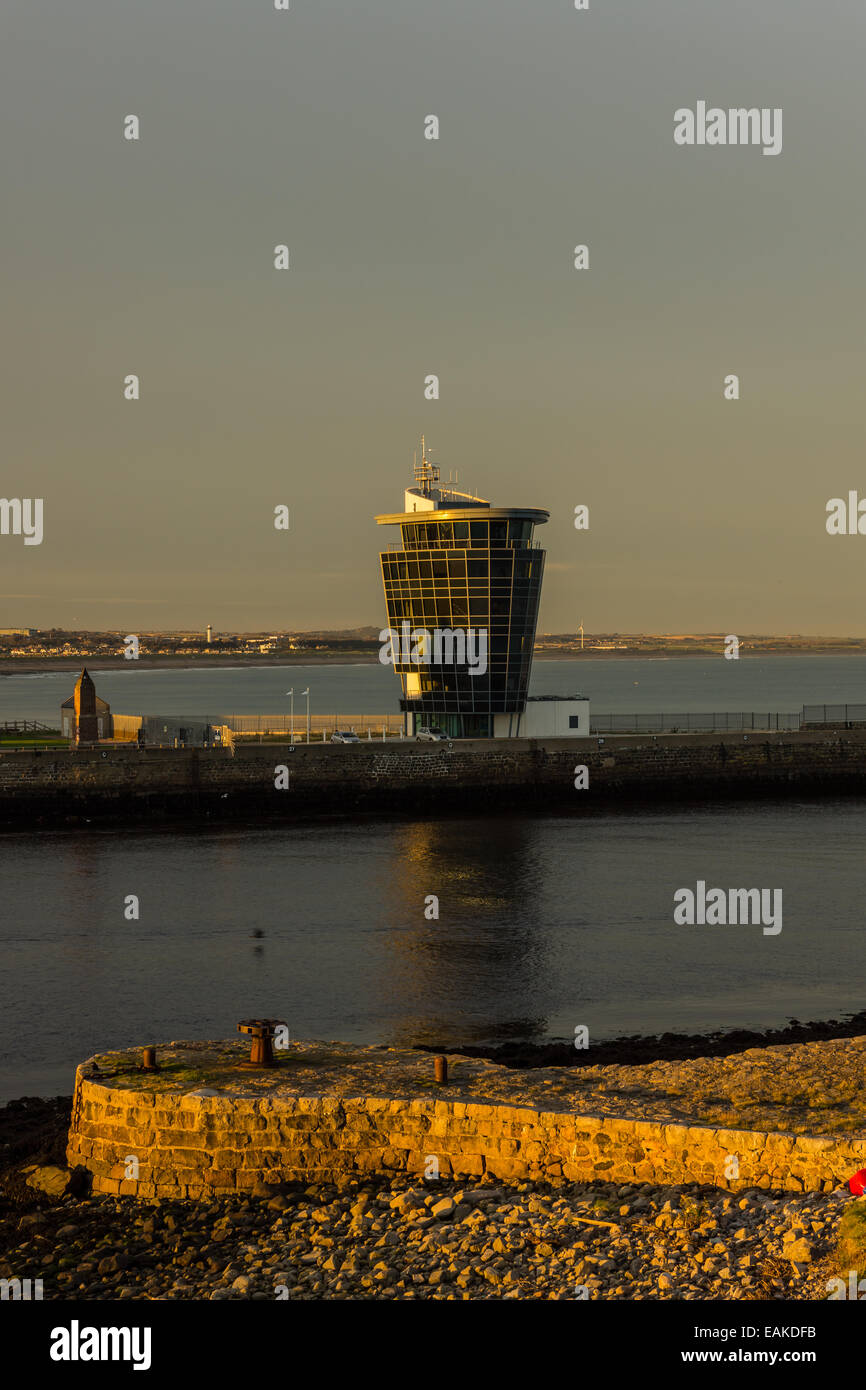 Marine Operations Tower and old pier at sunset Stock Photo - Alamy