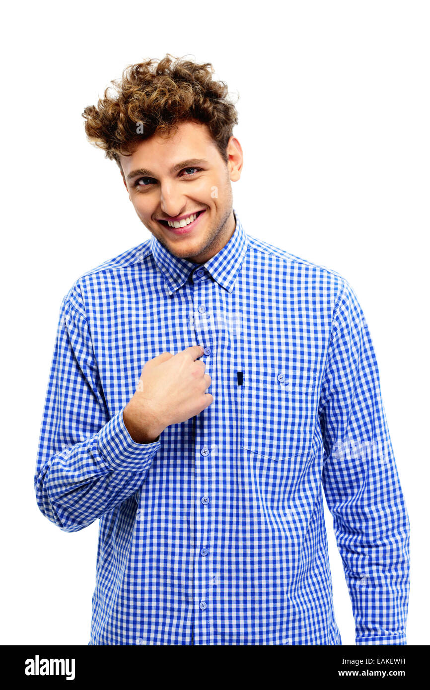 Portrait of a smiling man over white background Stock Photo - Alamy