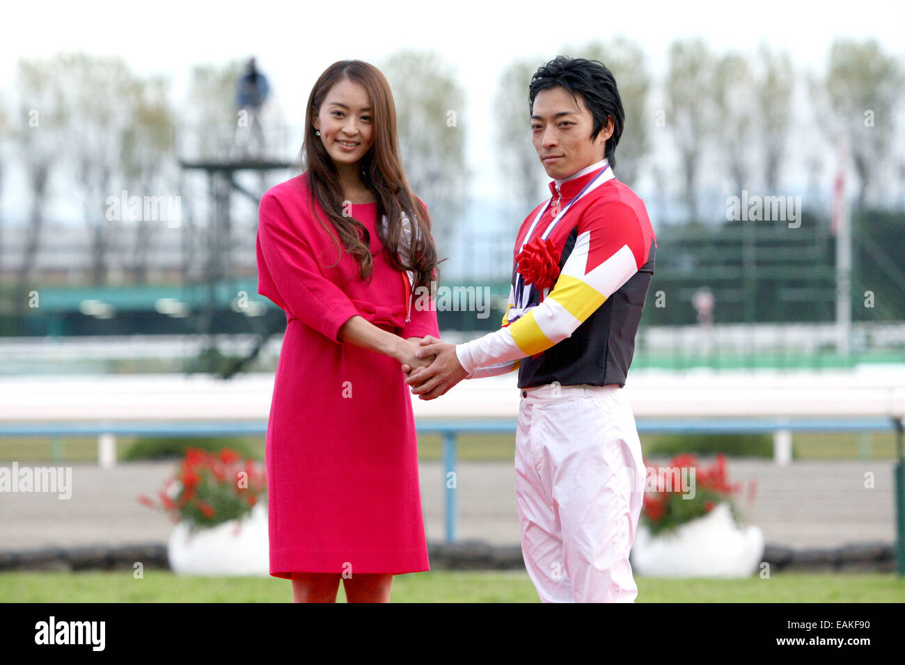 Kyoto, Japan. 16th Nov, 2014. (R-L) Yuga Kawada, Rie Tanaka Horse ...