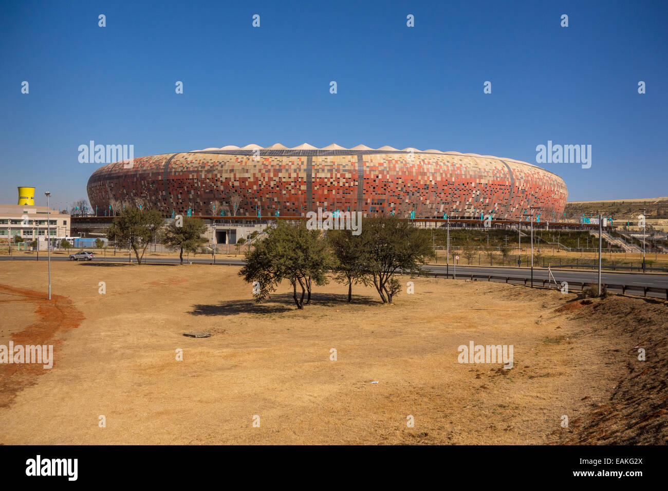 SOWETO, JOHANNESBURG, SOUTH AFRICA - FNB Stadium, aka Soccer City, a ...