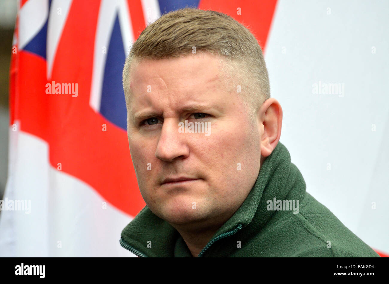 Paul Golding, leader of Britain First, at a march in Rochester ahead of ...