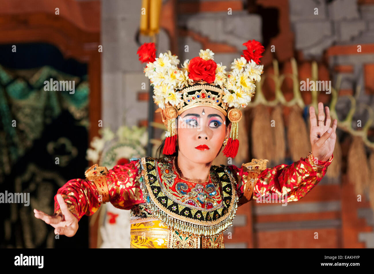Dance called "Legong Dance" at the Palace of Ubud. Ubud-Bali. Traditional balinese dance in Ubud ...