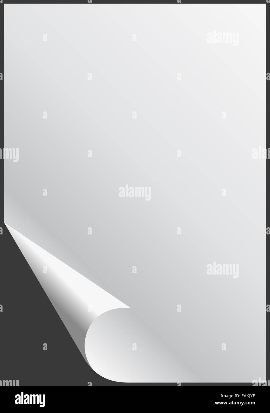 Blank glossy Empty paper sheet with folded corner Stock Photo - Alamy