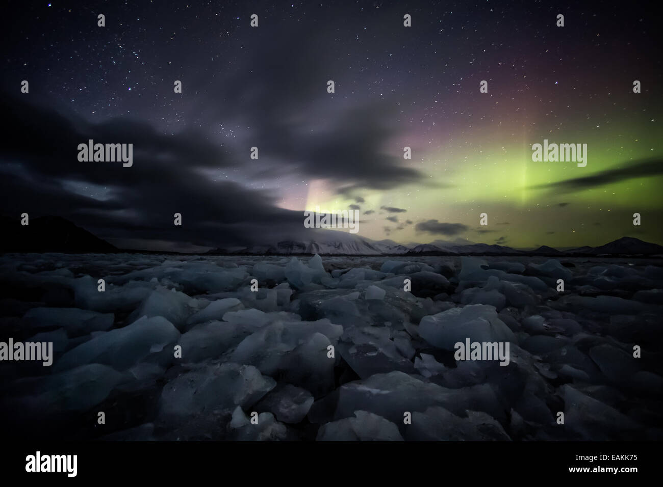 Arctic landscape with Northern Lights Stock Photo - Alamy