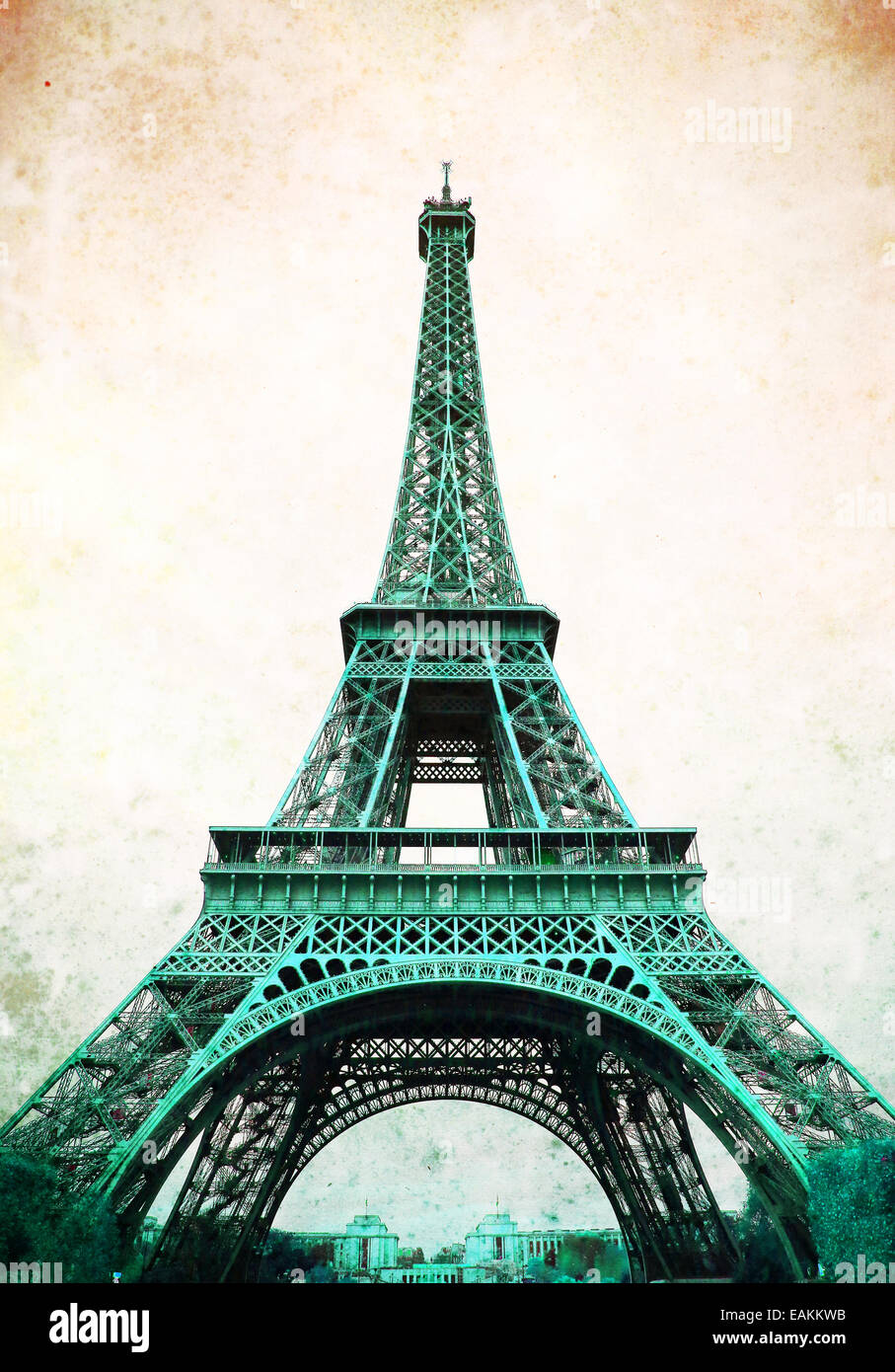 Eiffel Tower - retro postcard styled Stock Photo - Alamy