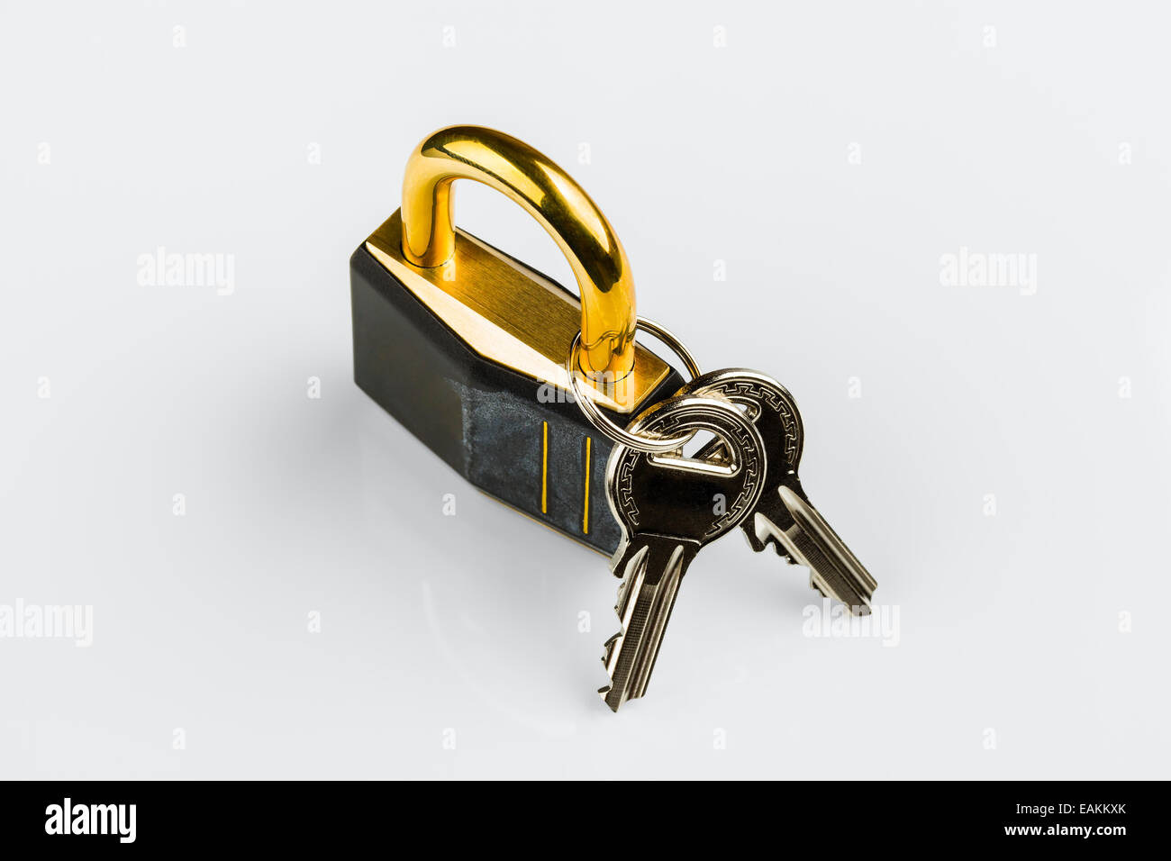 hinged lock with keys on white background Stock Photo - Alamy