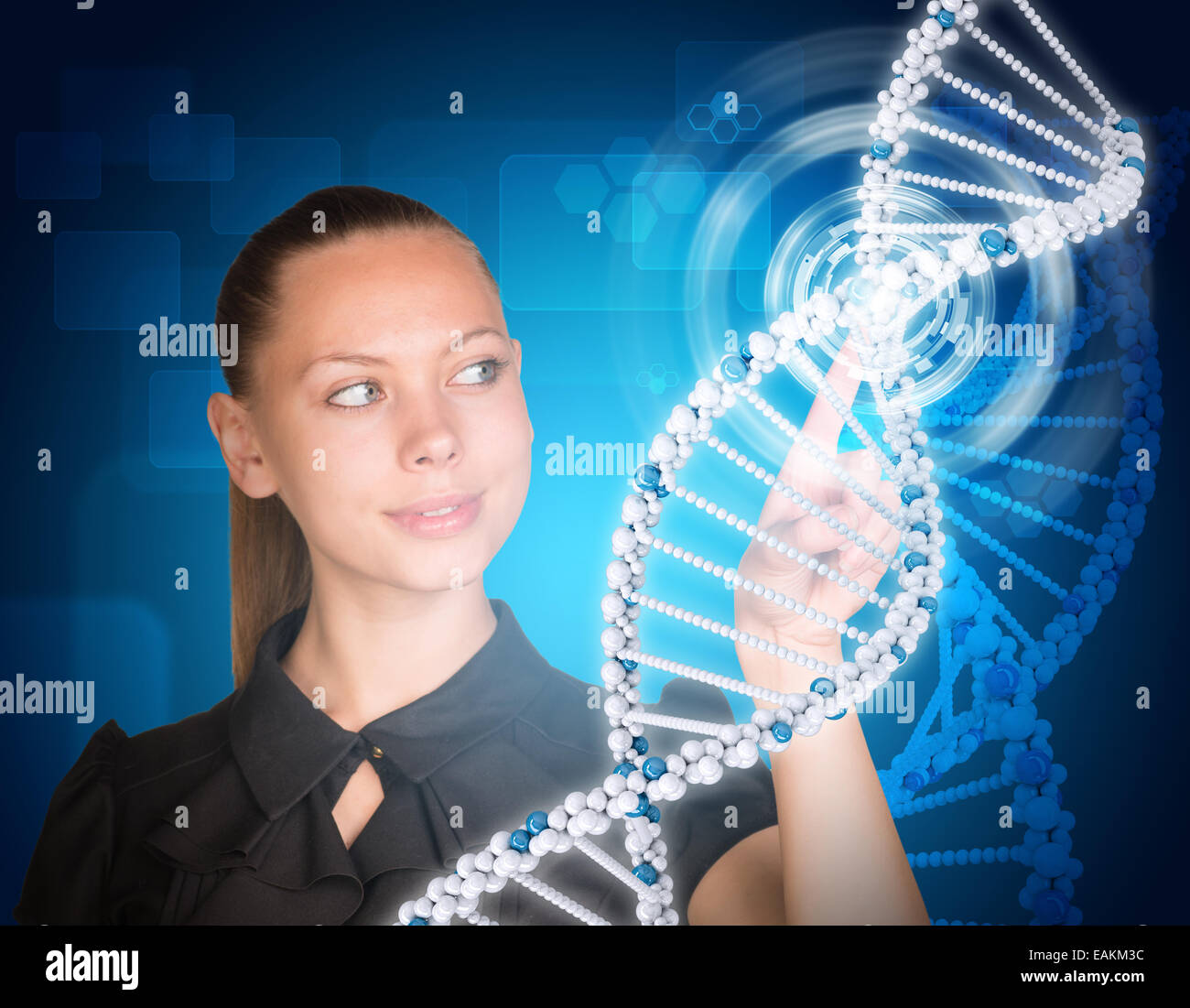 Businesswoman holding molecule model hi-res stock photography and ...