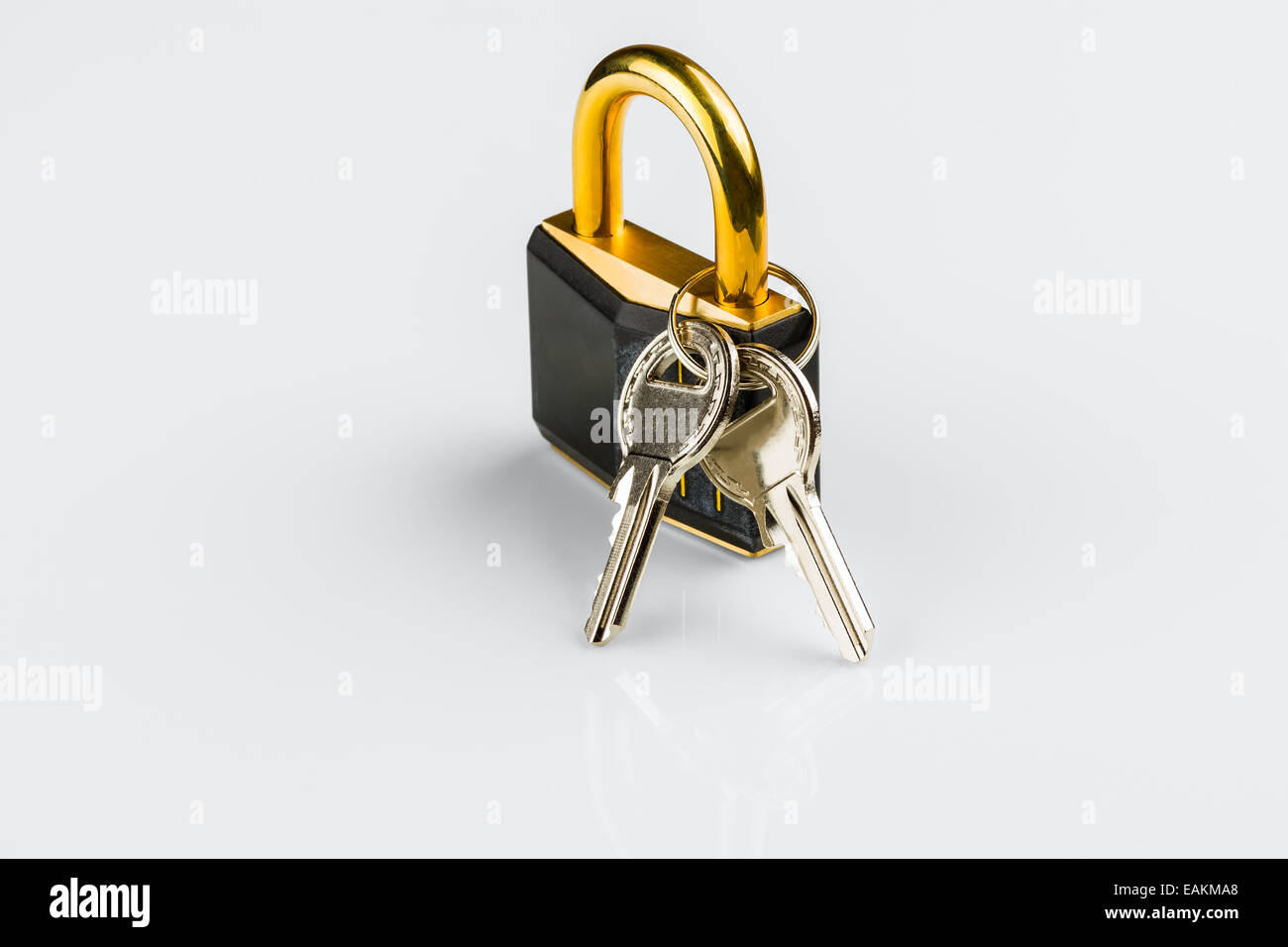 hinged lock with keys on white background Stock Photo - Alamy