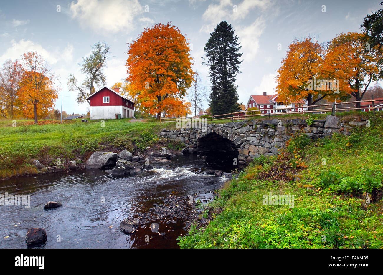 Old cottages surrounded by autumn leaves Stock Photo - Alamy