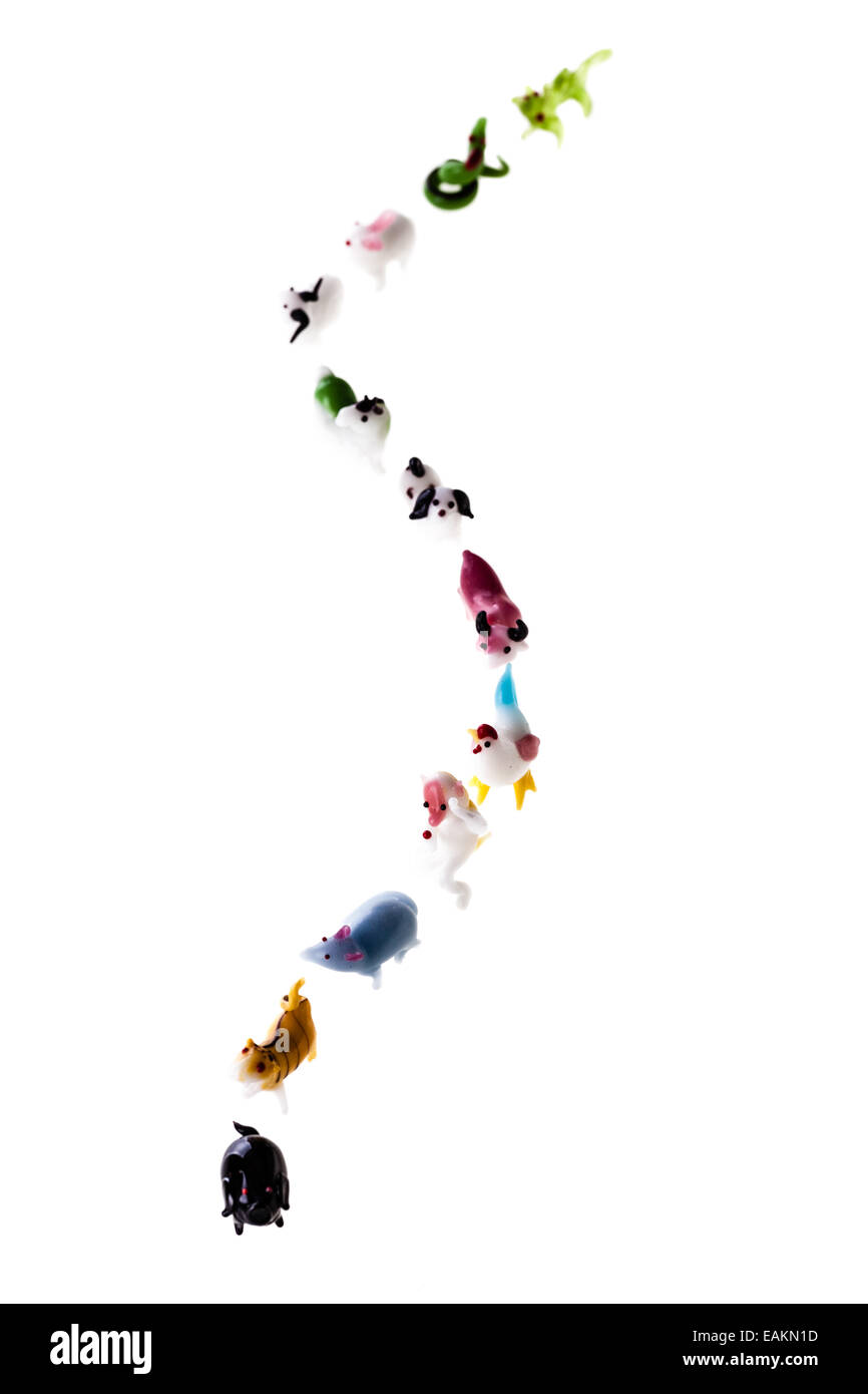 small glass sculptures representing the chinese zodiac signs isolated ...