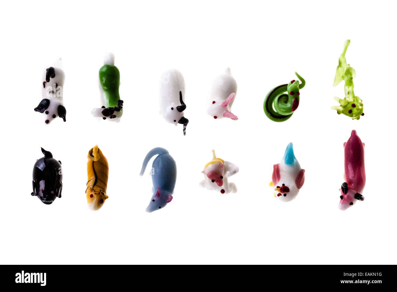 small glass sculptures representing the chinese zodiac signs isolated ...