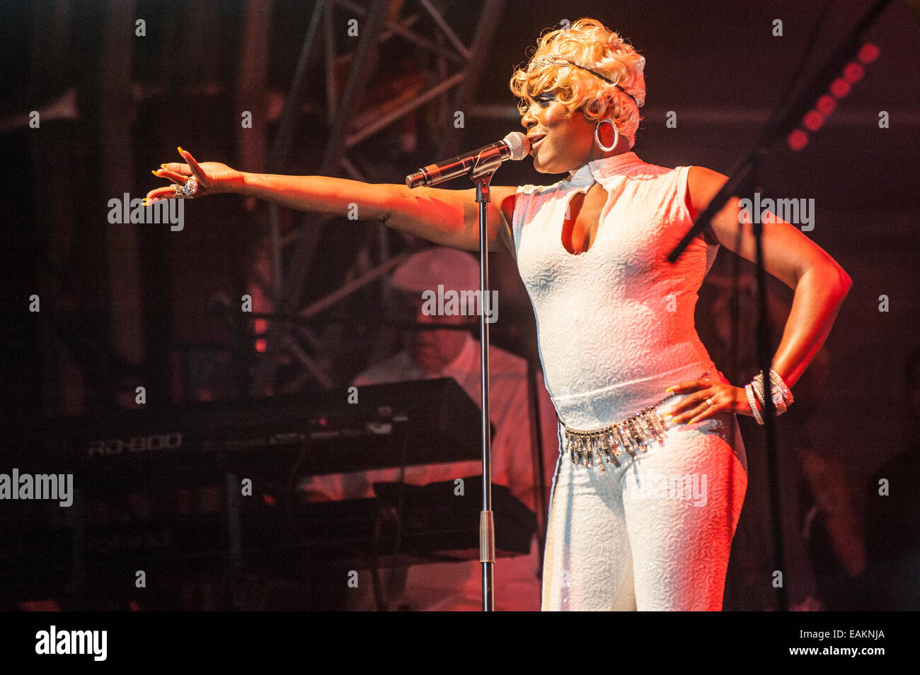 CHIC featuring Nile Rodgers,a singer Kimberly Davis at a live concert ...