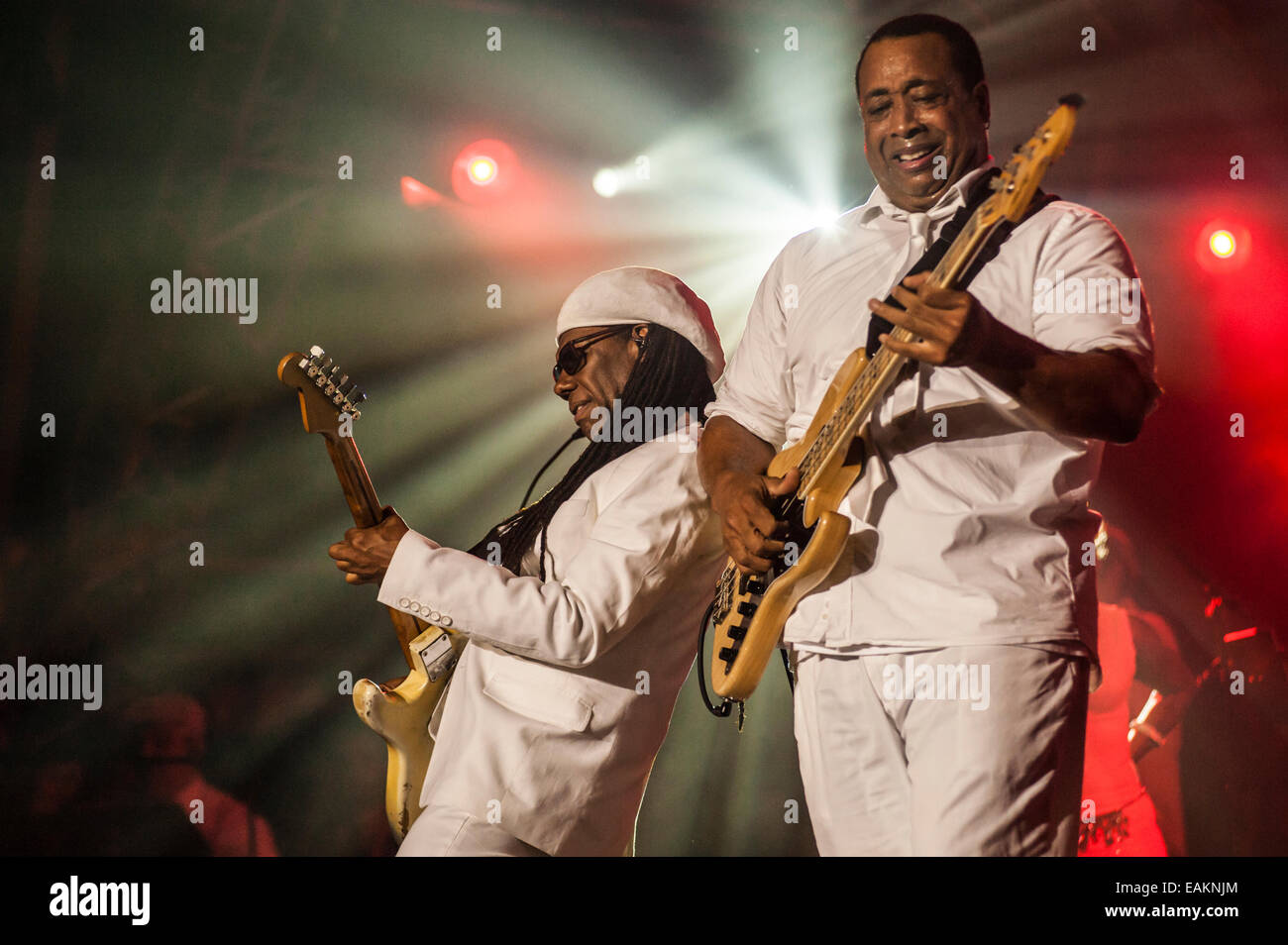 CHIC featuring Nile Rodgers and bass player Jerry Barnes at a concert ...