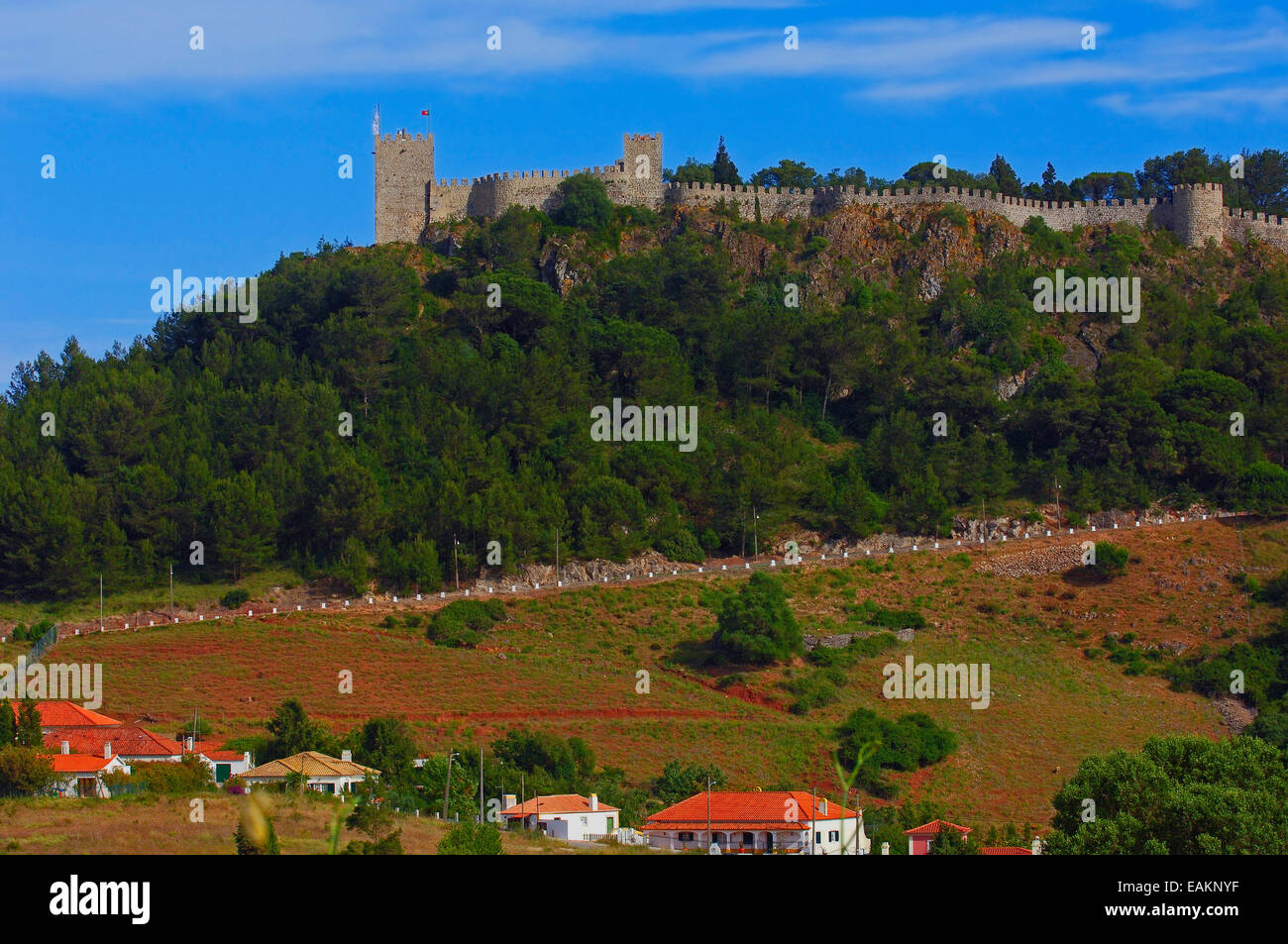 Sesimbra Castle. Sesimbra. Setubal district. Serra de Arrabida. Atl ...