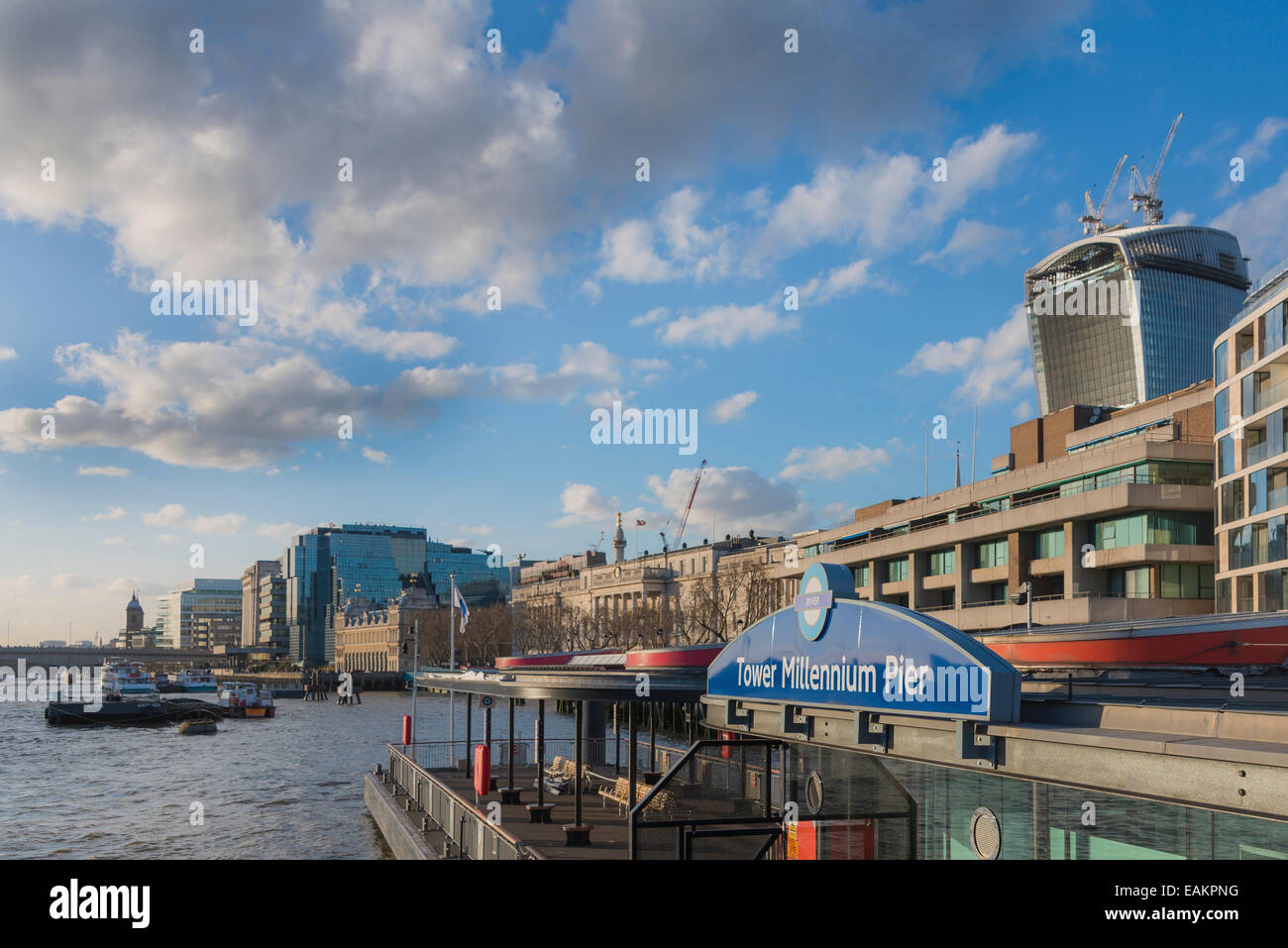 Tower Millennium Pier used by London water buses, Thames cruises, and ...
