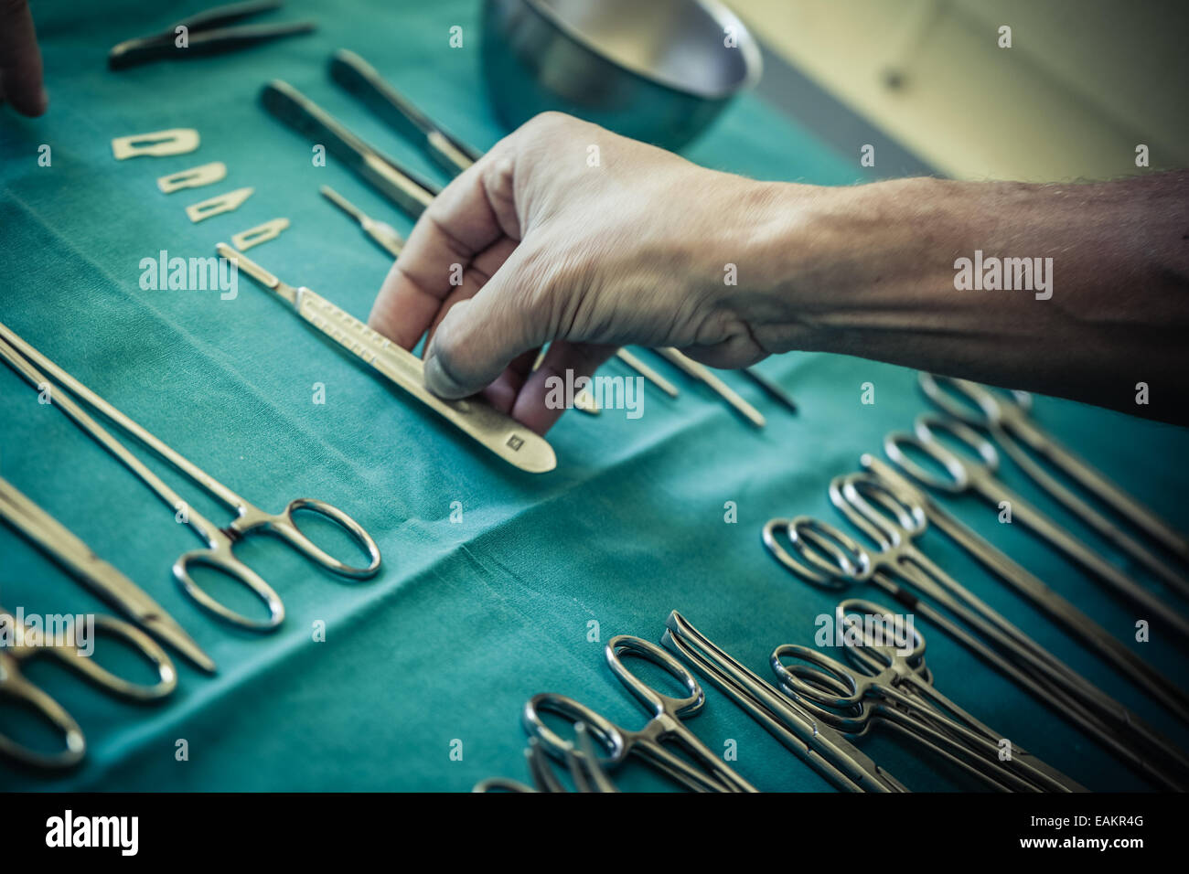 surgical instruments and tools including scalpels, forceps and tweezers ...