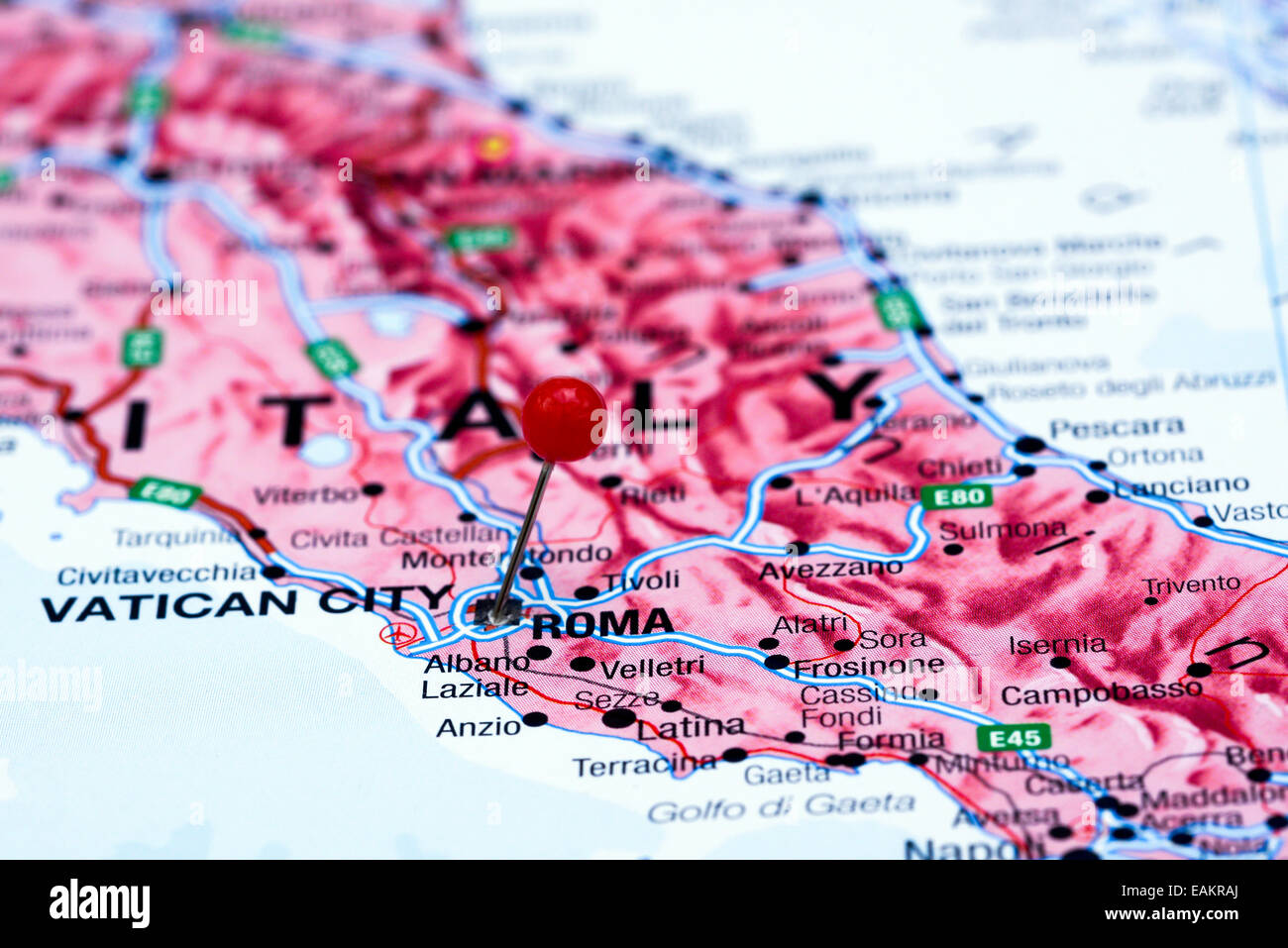 Rome pinned on a map of europe Stock Photo - Alamy
