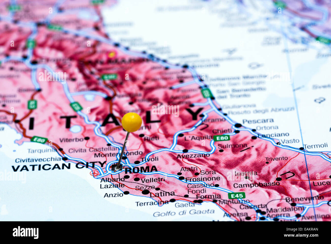 Rome pinned on a map of europe Stock Photo - Alamy