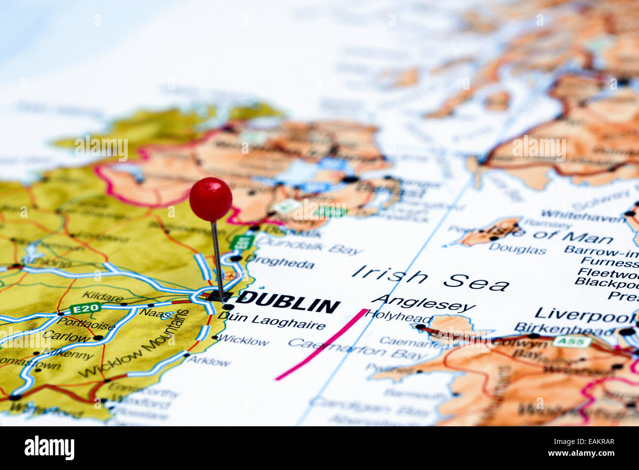Dublin pinned on a map of europe Stock Photo - Alamy
