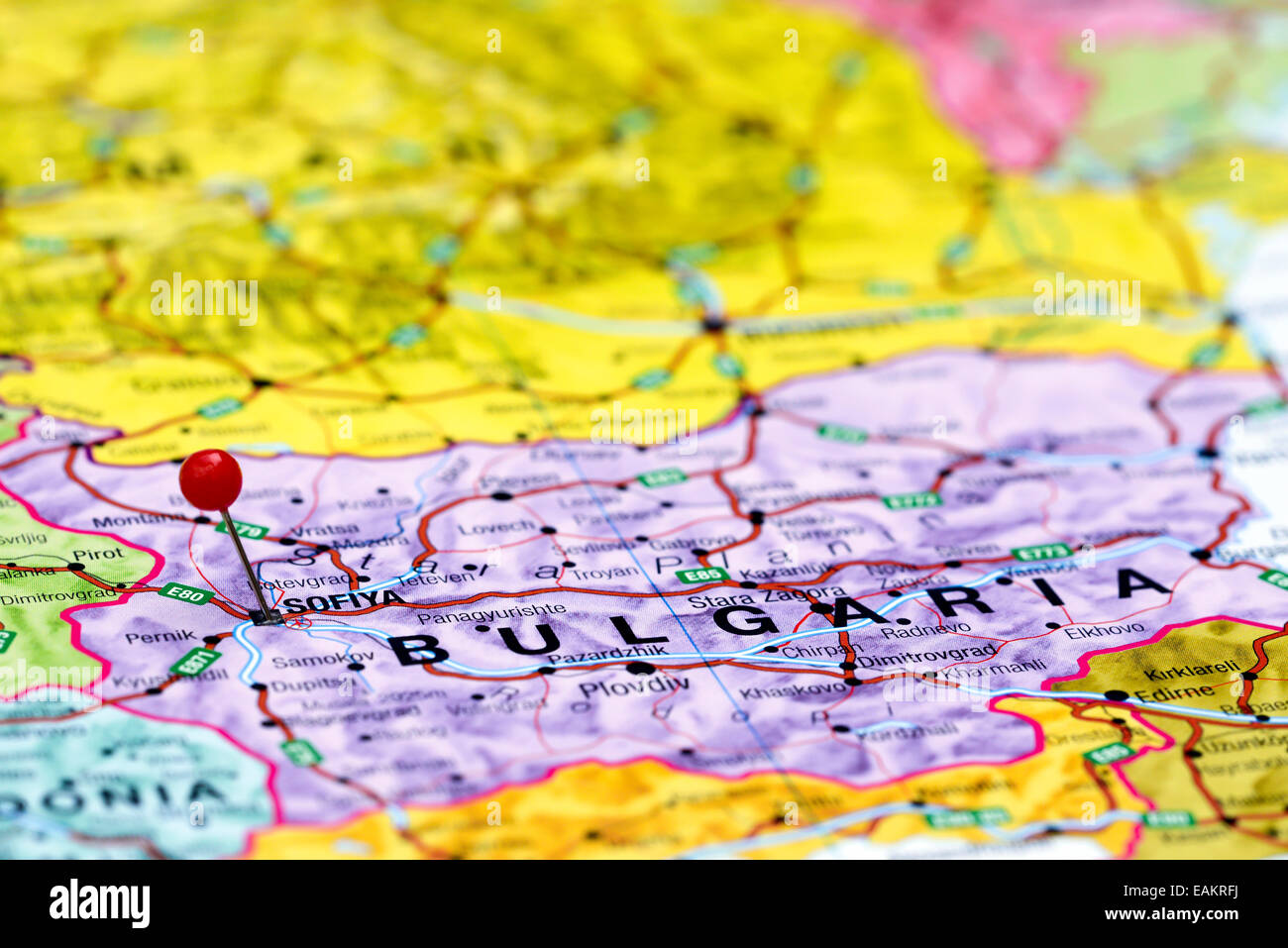 Political map of bulgaria with sofia hi-res stock photography and ...