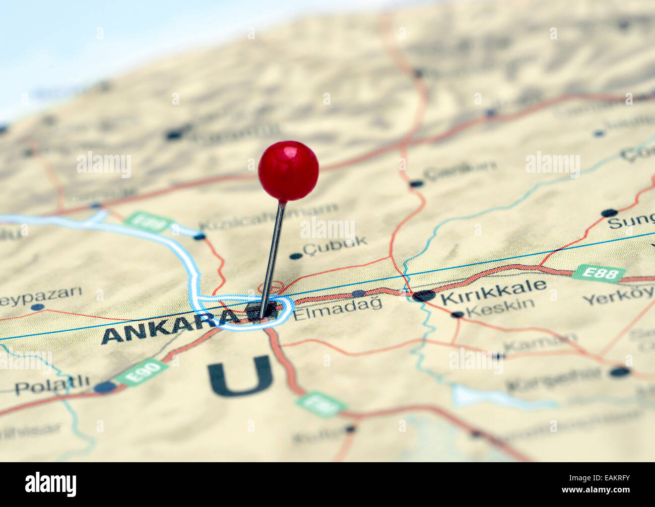 Ankara pinned on a map of europe Stock Photo - Alamy
