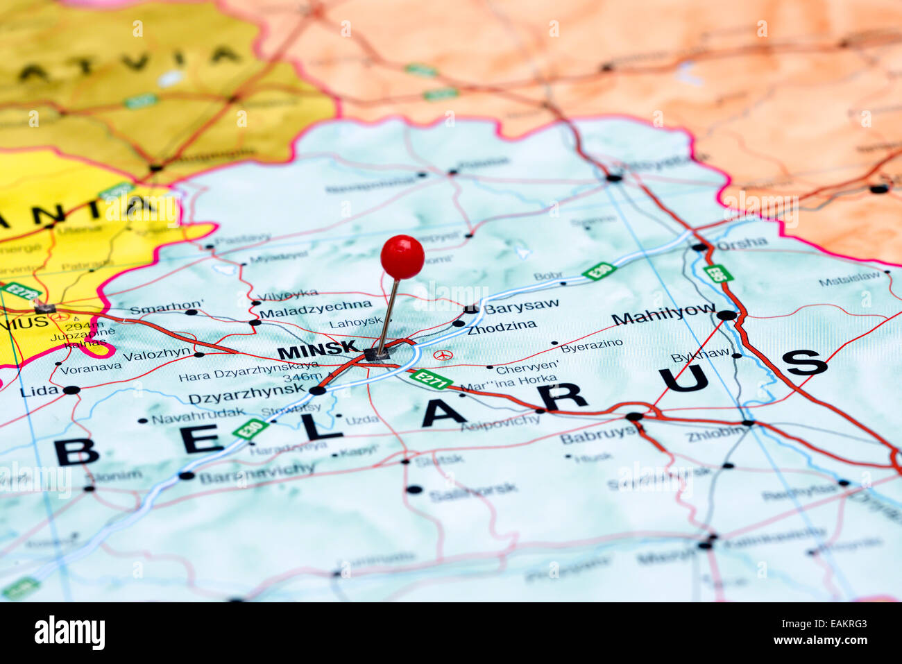 Minsk pinned on map belarus hi-res stock photography and images - Alamy
