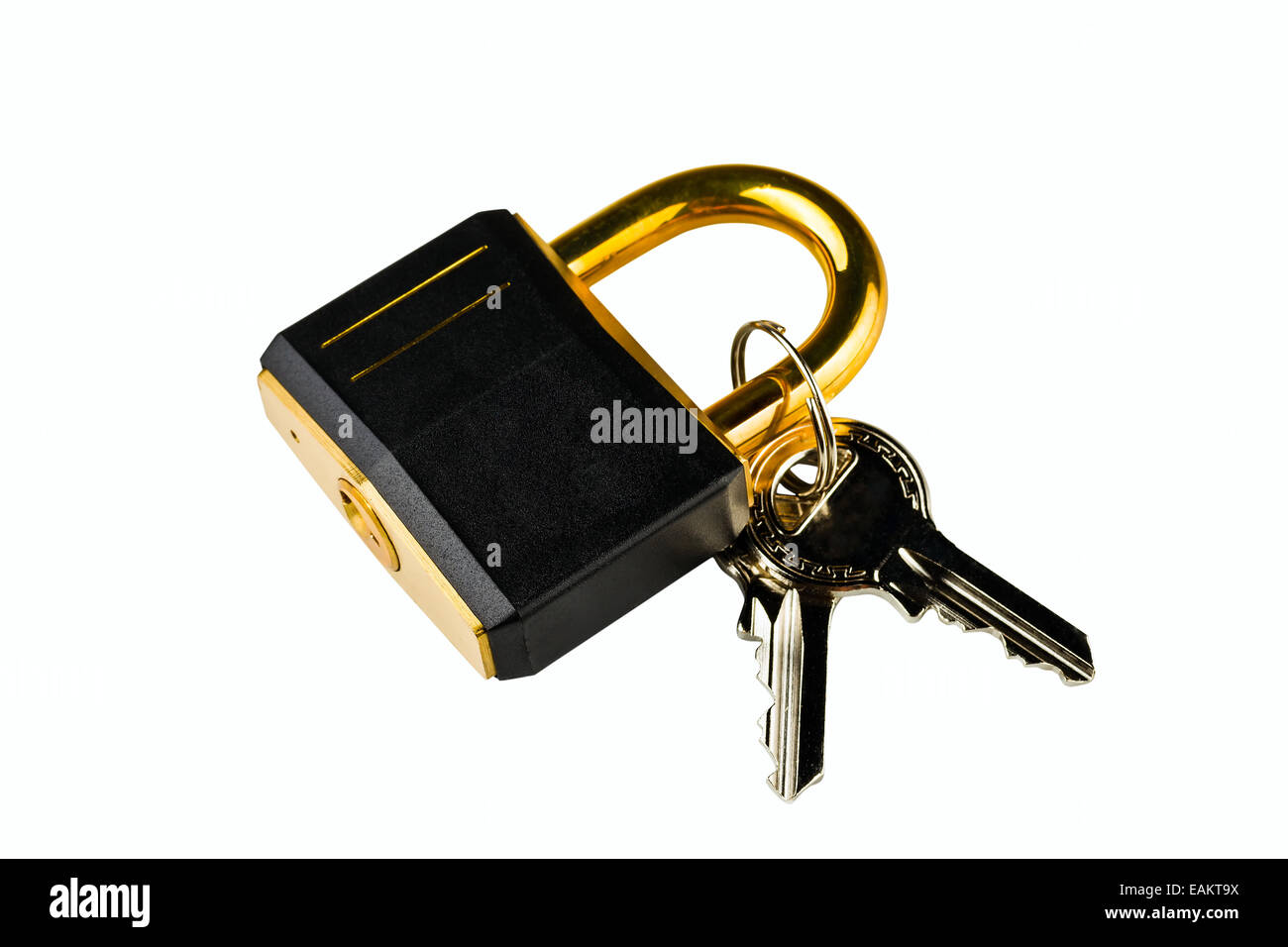 hinged lock with keys on white background Stock Photo - Alamy