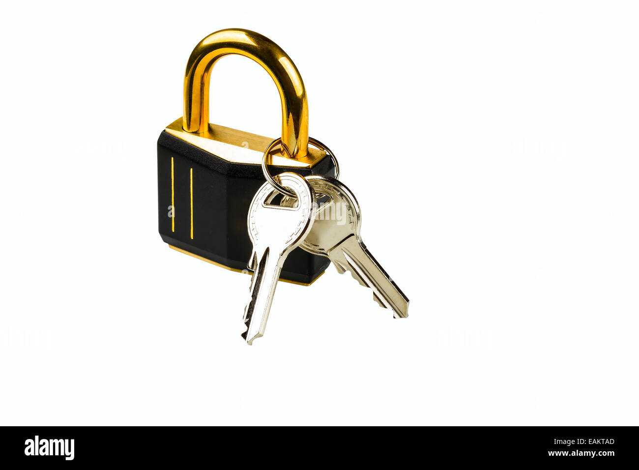 hinged lock with keys on white background Stock Photo - Alamy