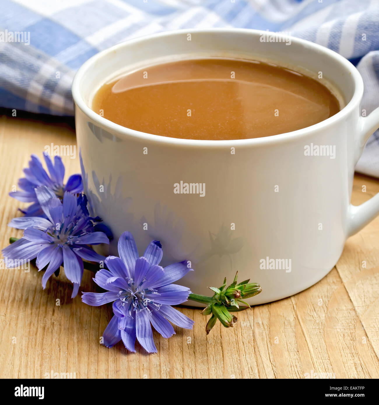 Chicory drink in white cup on board Stock Photo - Alamy