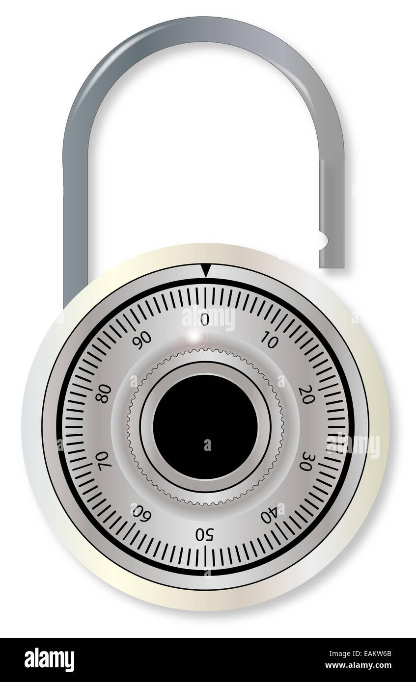 An open combination padlock over a white background Stock Photo - Alamy
