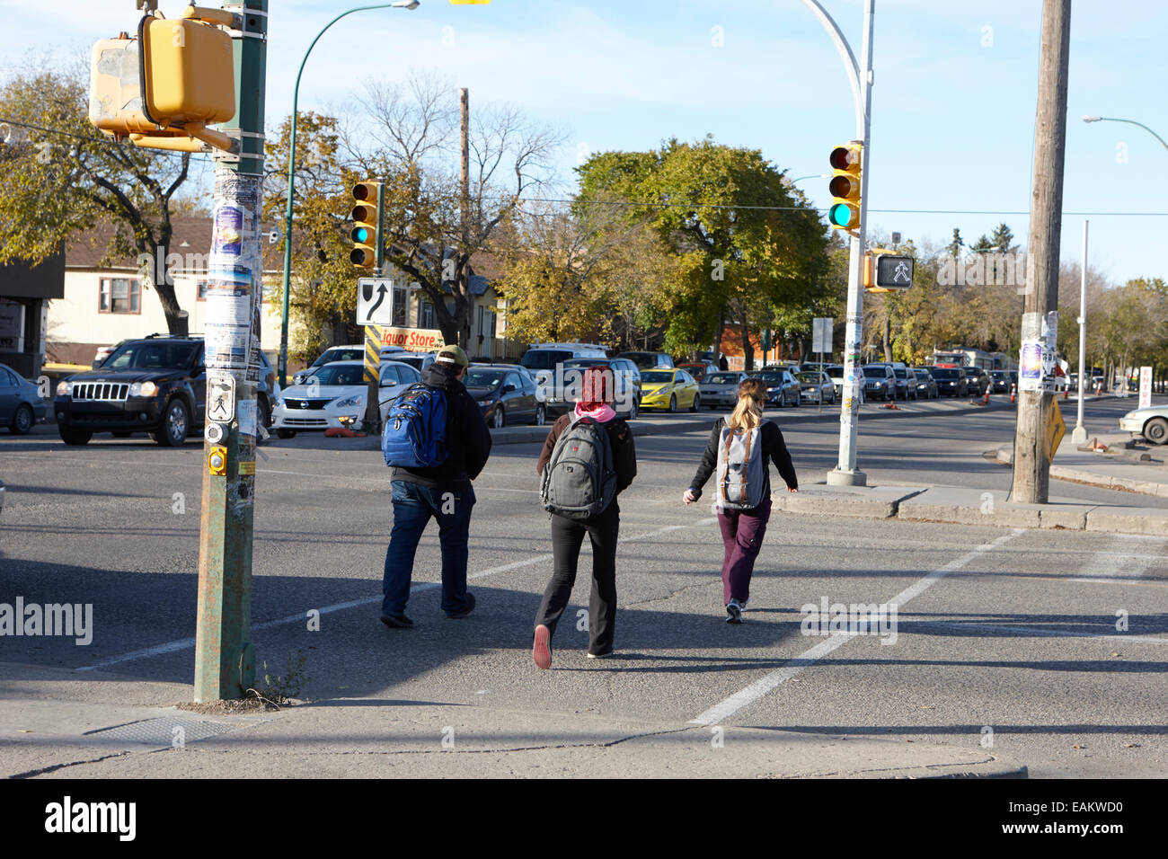 people crossing street at rush hour saskatoon Saskatchewan Canada Stock ...