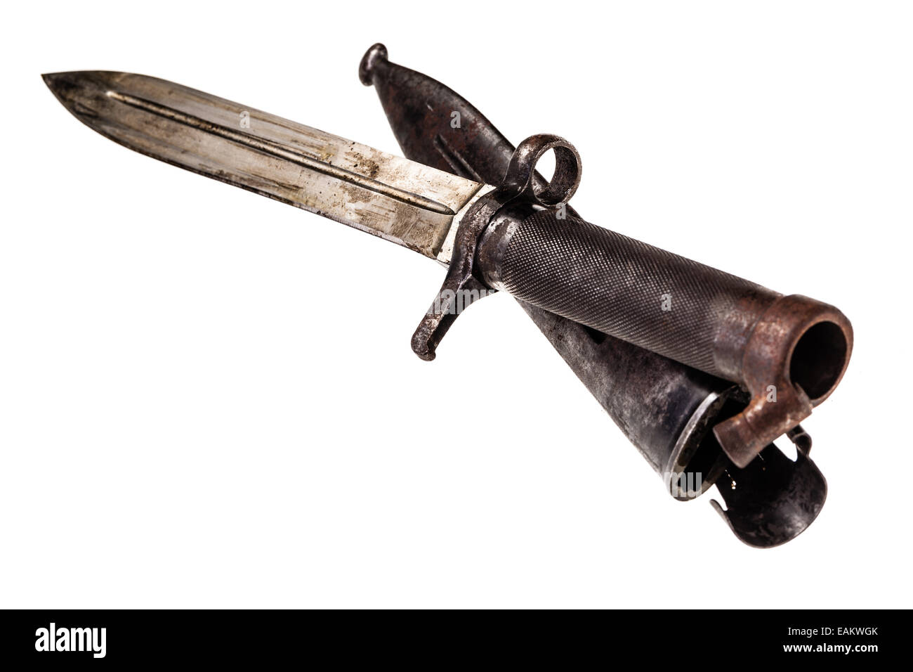 an old and rusty bayonet isolated over a white background Stock Photo ...